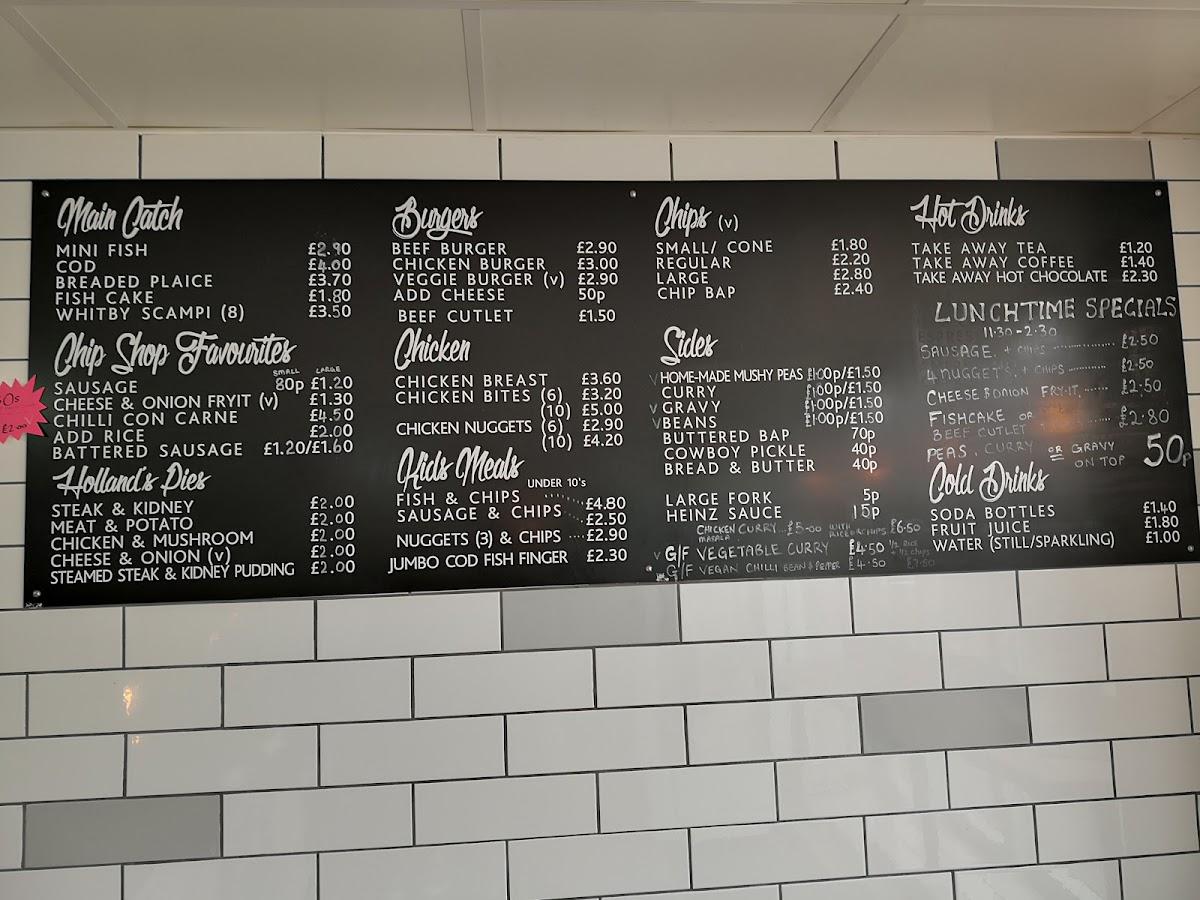 Menu at The Chippery fast food, Saint Asaph
