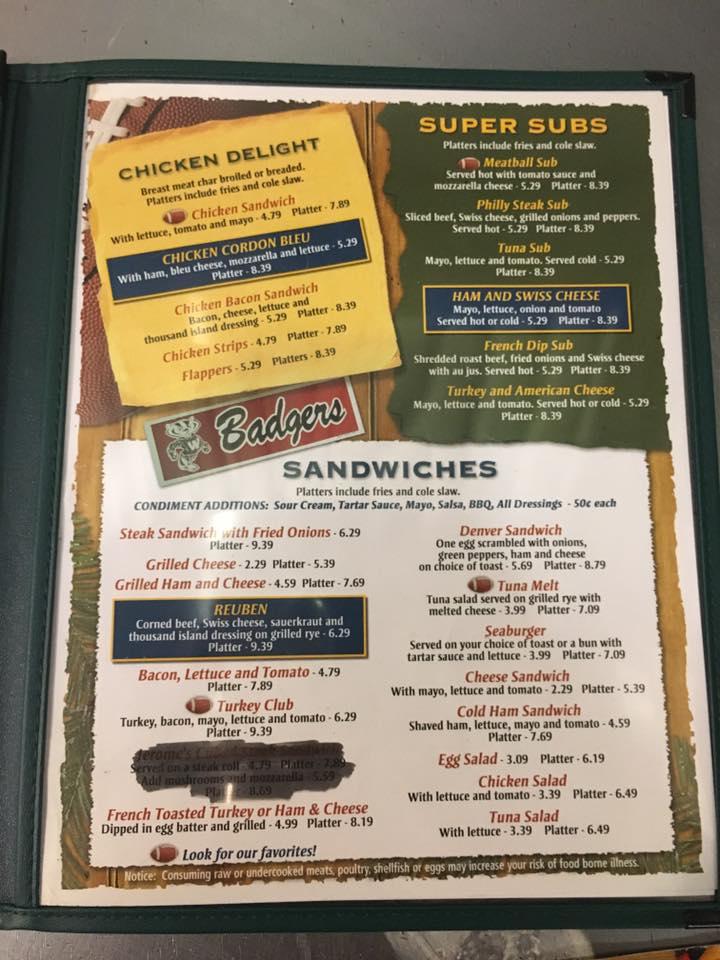 Menu at Falls Family Restaurant, Oconto Falls