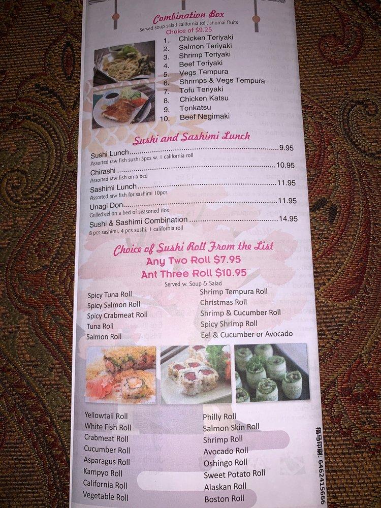 Menu at HANA SUSHI AND HIBACHI restaurant, West Hazleton