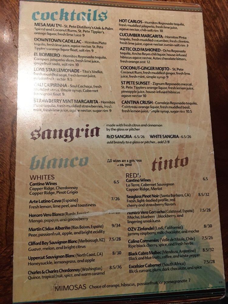 Menu at Red Mesa Cantina pub & bar, Saint Petersburg