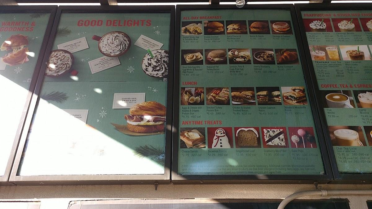Carta del restaurante Starbucks, Mesa, 2010 W Guadalupe Rd