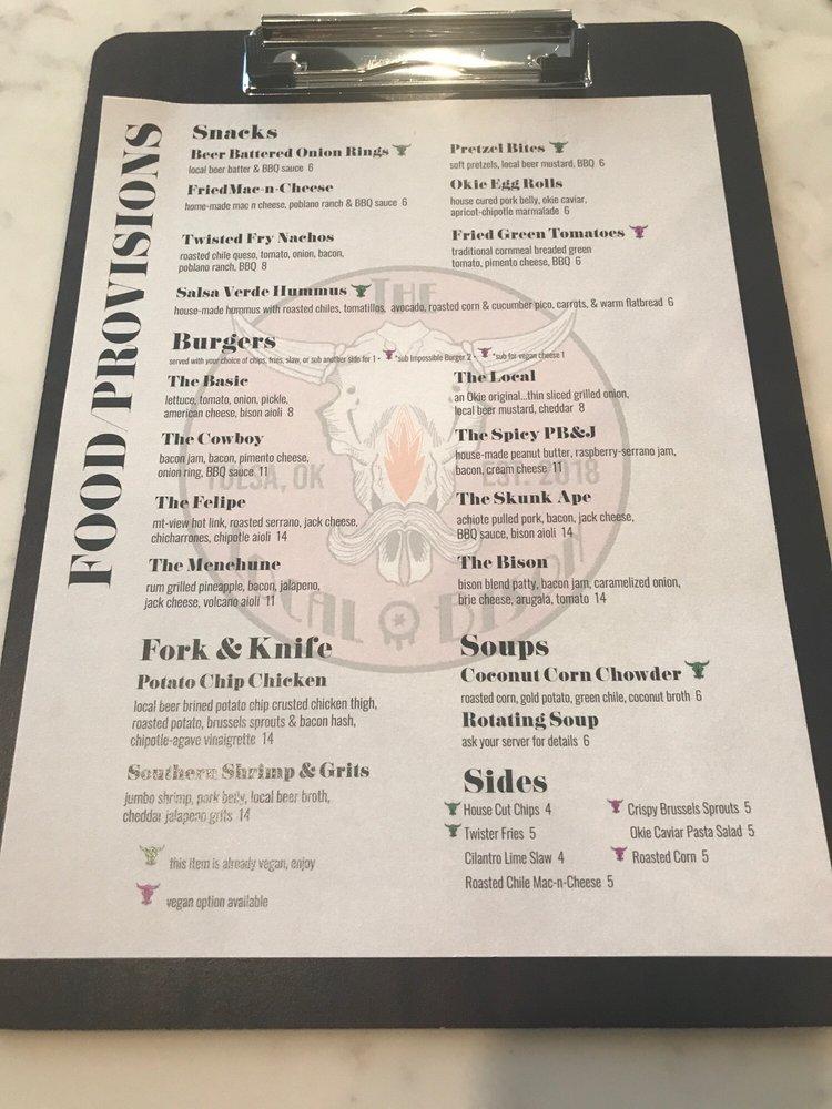 Menu at The Local Bison pub & bar, Tulsa