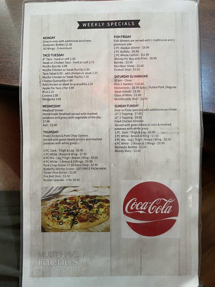 Menu at Yellow Dog Cafe & Bar, Worden