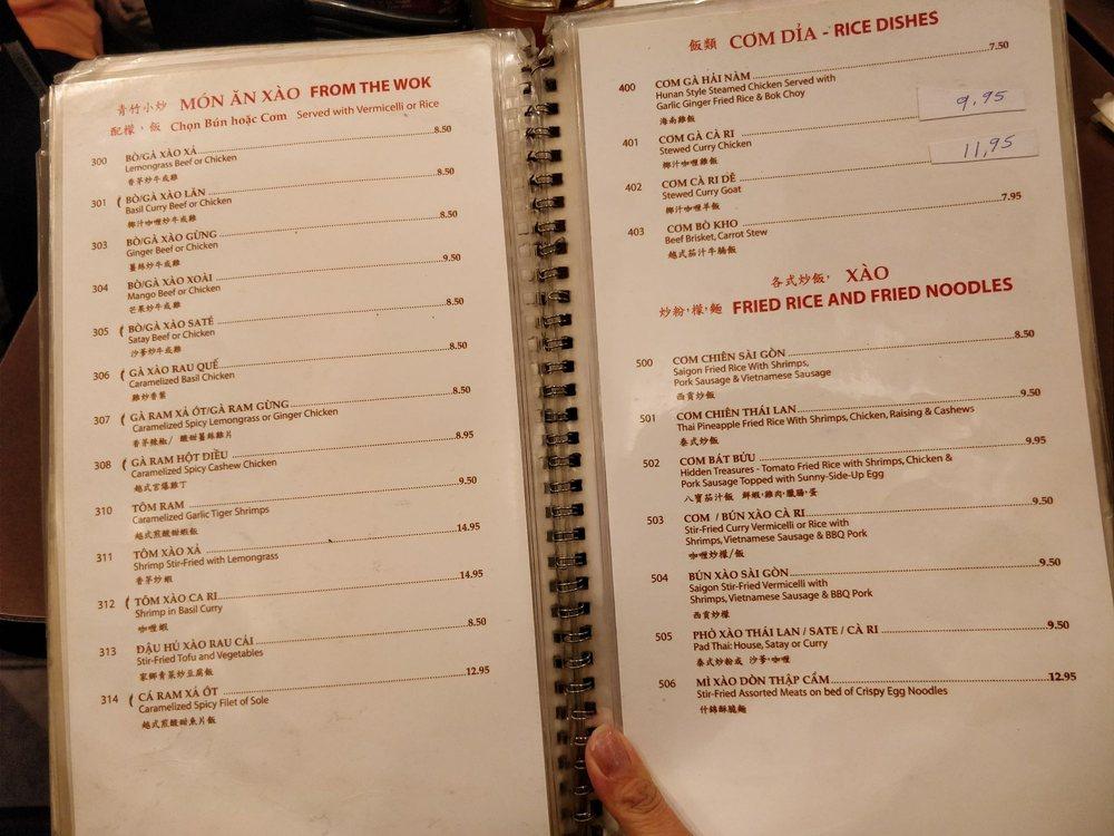Menu at Bong Lua Vietnamese Restaurant 禾花, Toronto