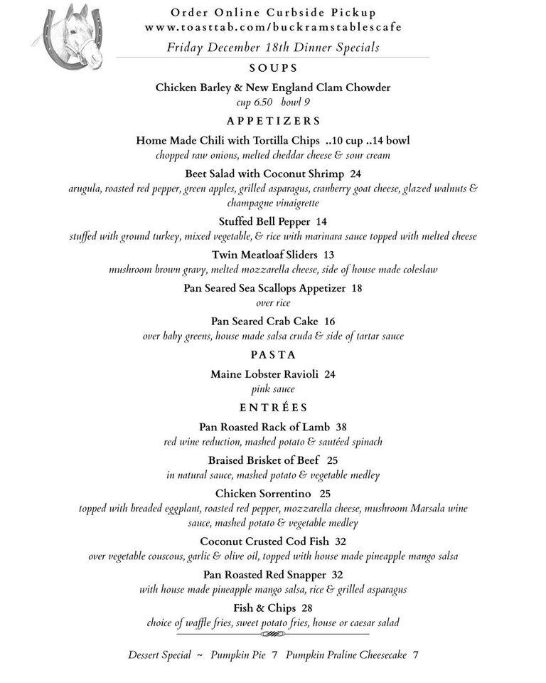 Menu at Buckram Stables Cafe, Locust Valley