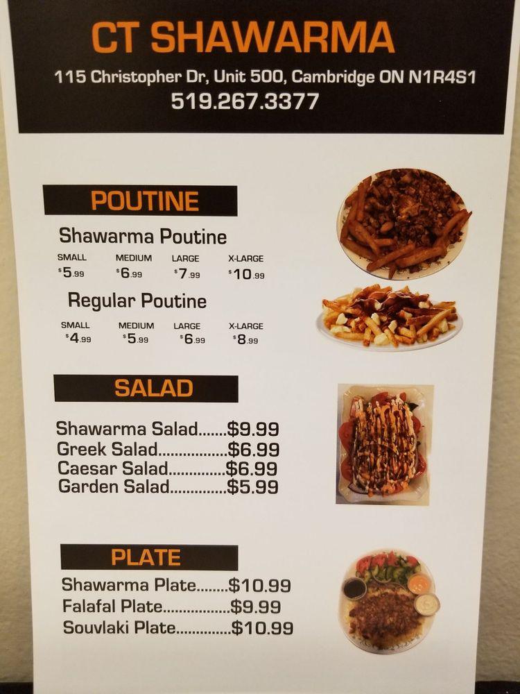 Menu at CT Shawarma Cambridge restaurant, Cambridge