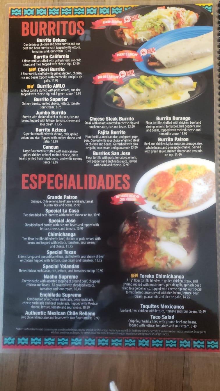 Menu at Don Patron Mexican Grill restaurant, Quakertown