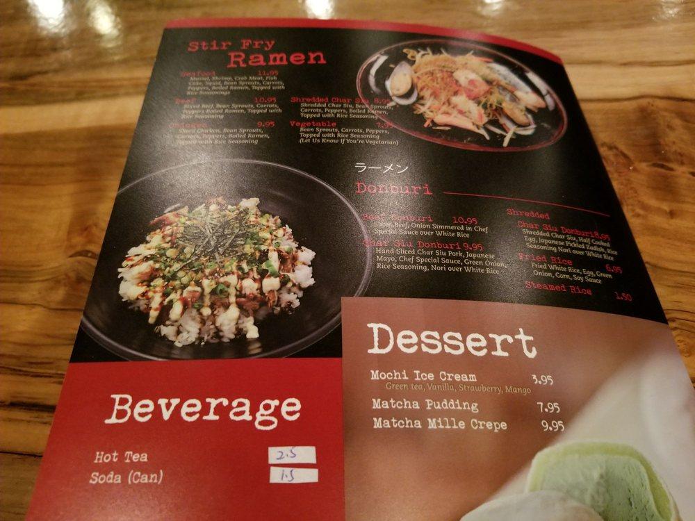 Menu at Ichiddo ramen restaurant, Henderson