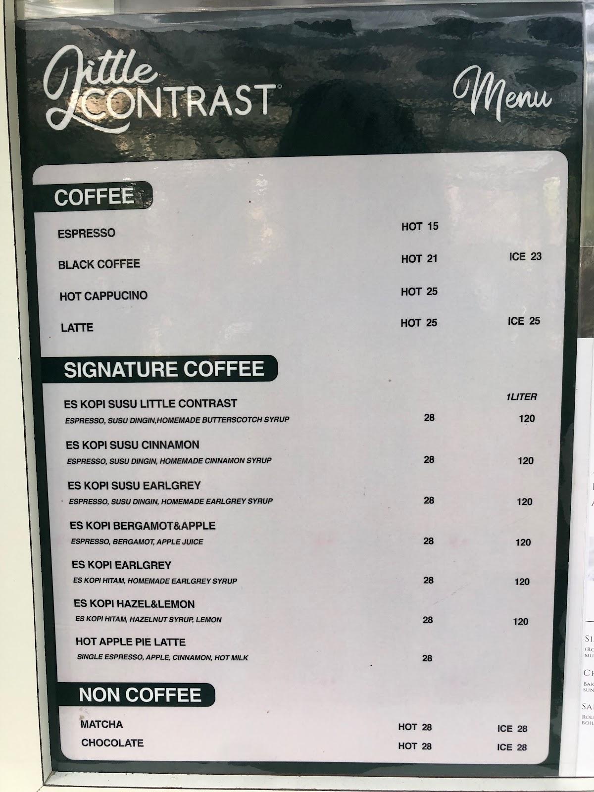 Menu at Little contrast, Bandung
