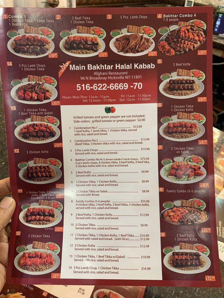 Menu at Main Bakhtar Halal Kabab restaurant, Hicksville