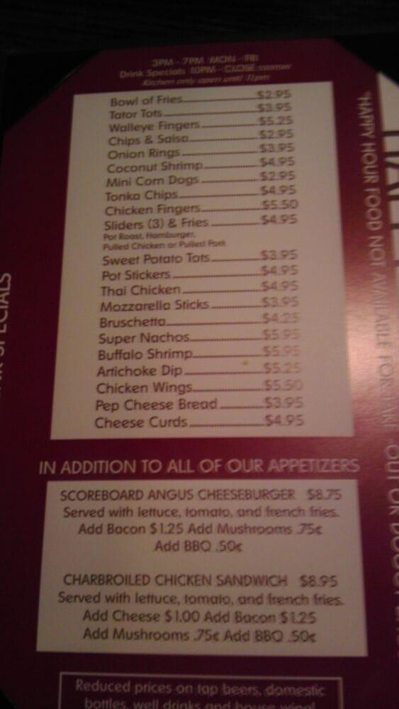 Menu at Scoreboard Bar and Grill, Minnetonka