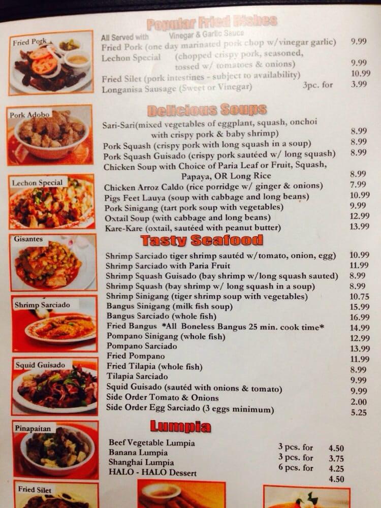 Menu at Elena's Restaurant, Waipahu, Tropicana Square Shopping Center