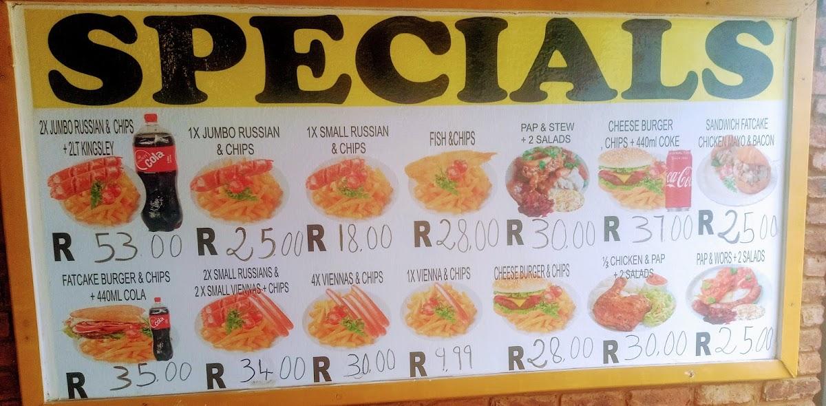 Menu at Moot takeaway cafe, Pretoria
