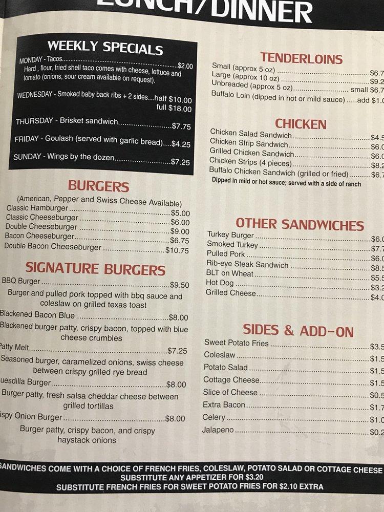 Menu at Papas Bar, Monmouth
