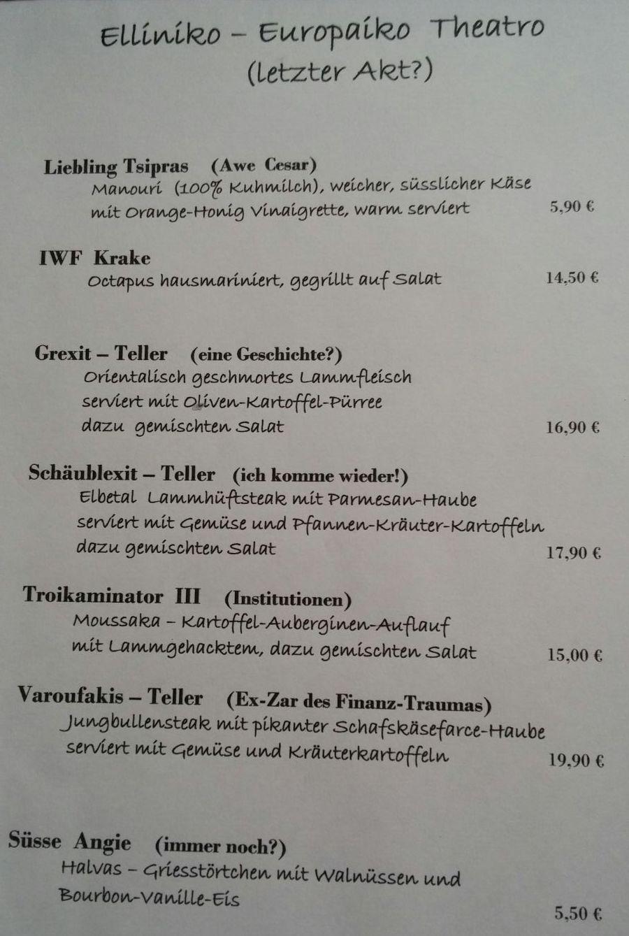 Speisekarte von Restaurant Z, Berlin