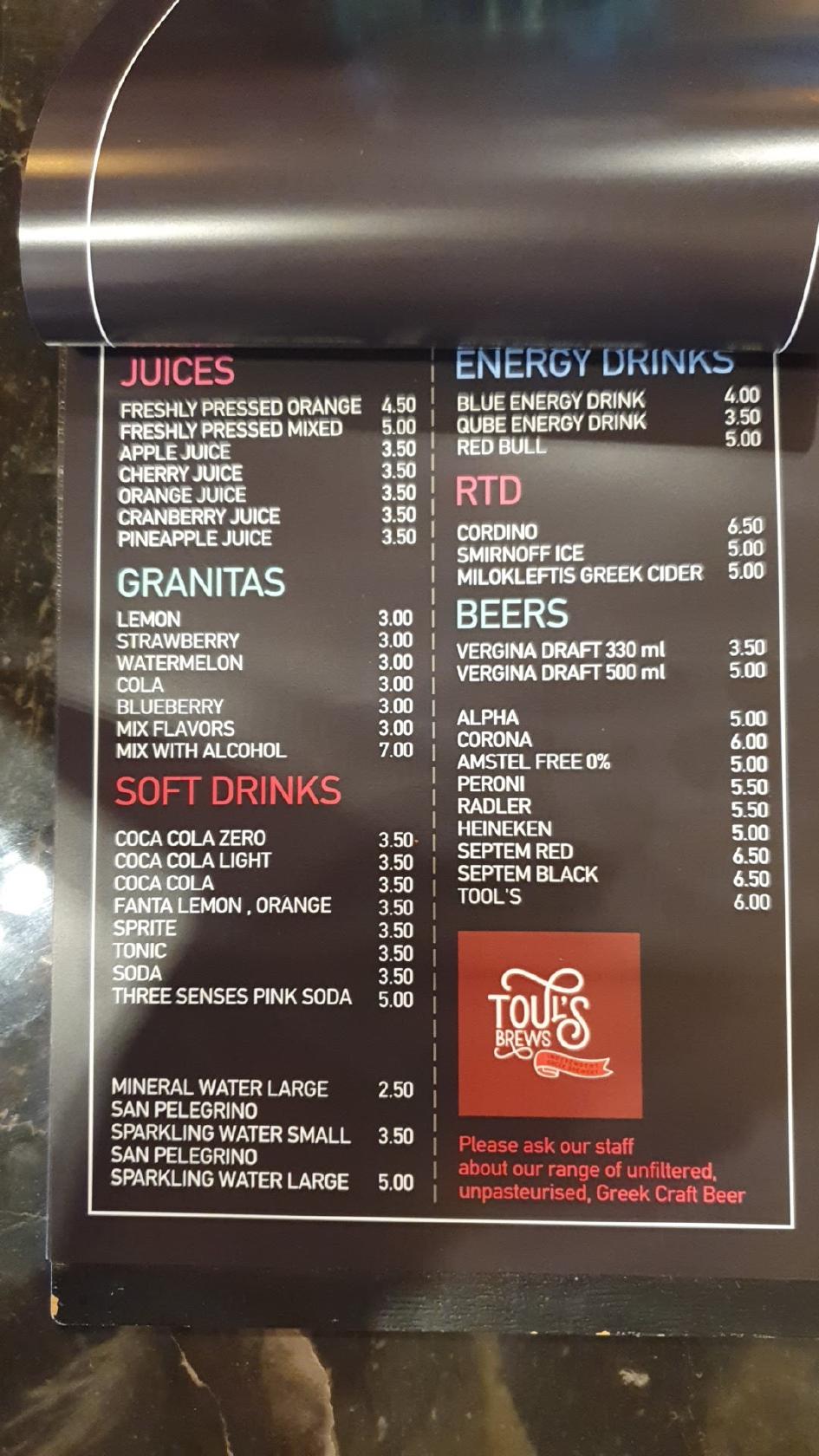 Menu at Salma Elite Shisha & Food Experience, Rhodes