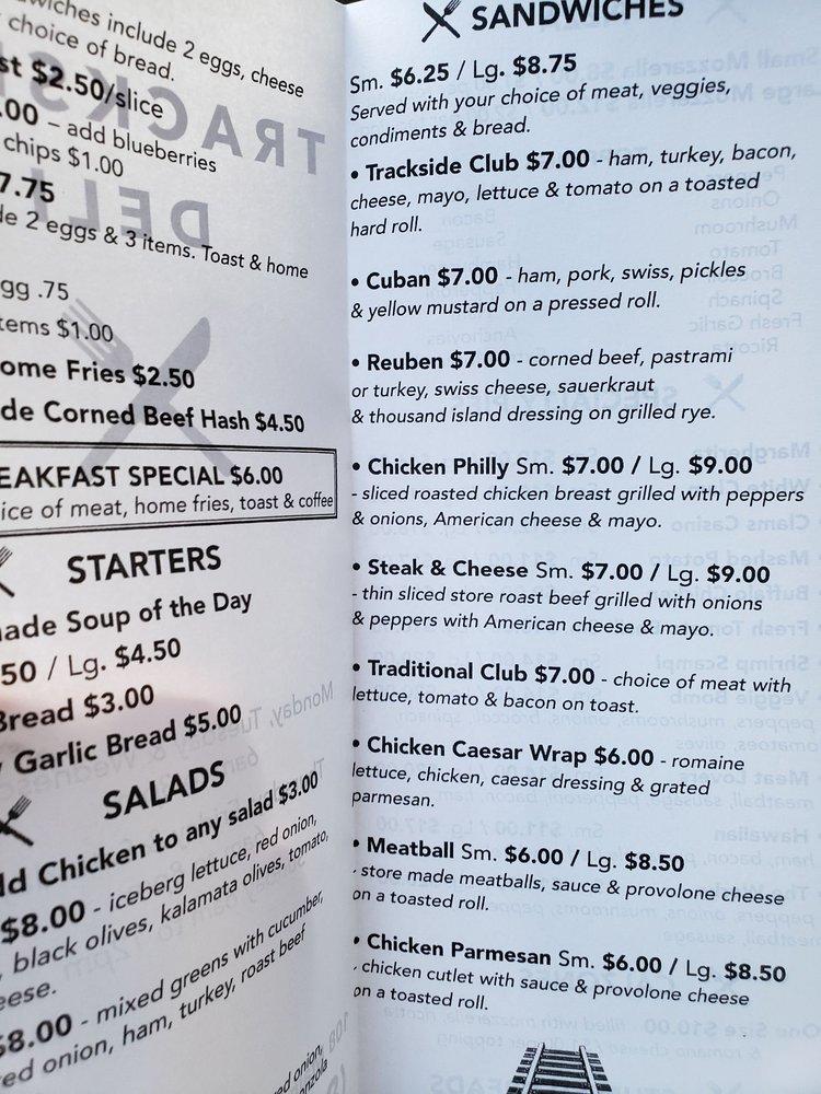Menu at Trackside Deli LLC restaurant, Middlefield