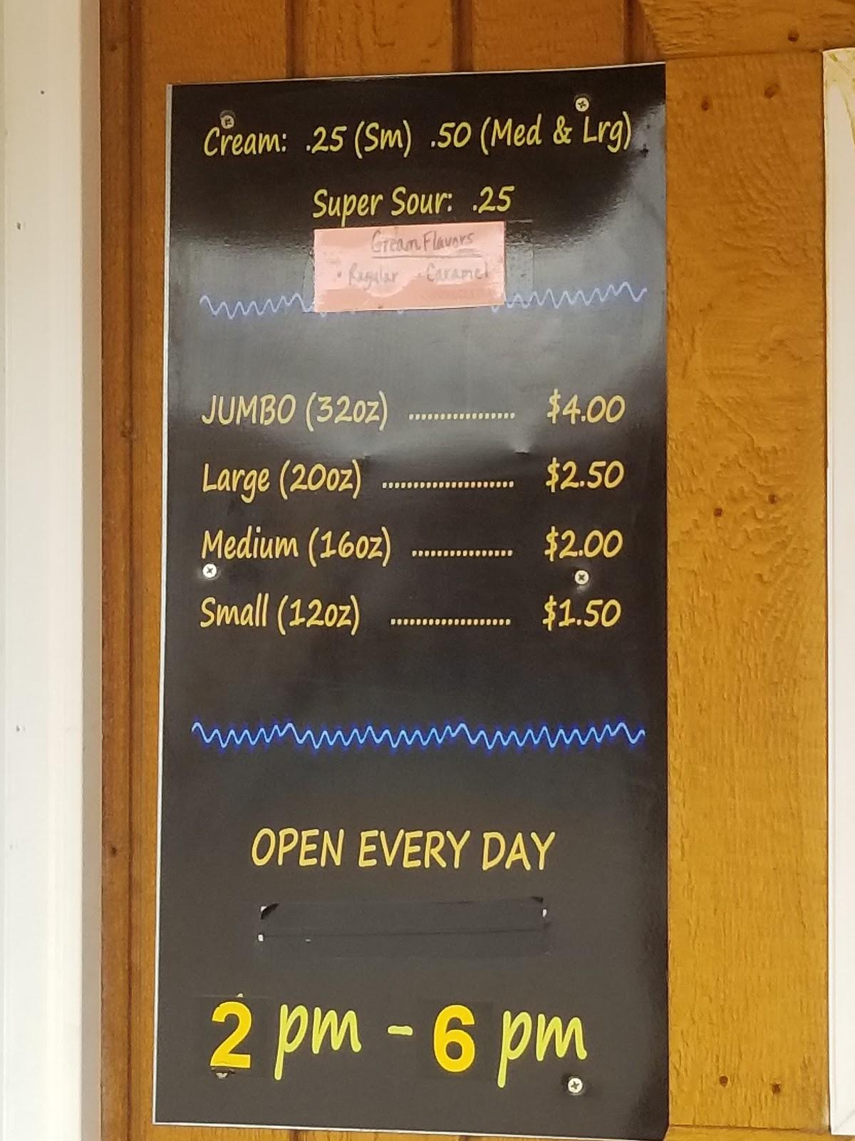 Carta del café Artic Wolf Sno, Colorado City