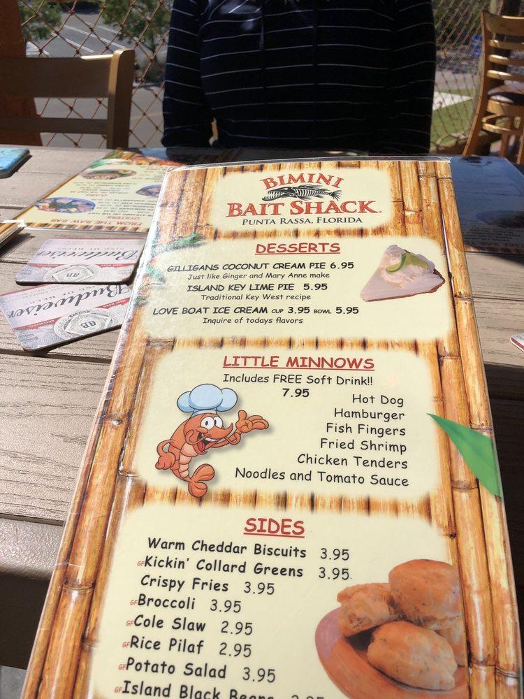 Menu at Bimini Bait Shack pub & bar, Punta Rassa
