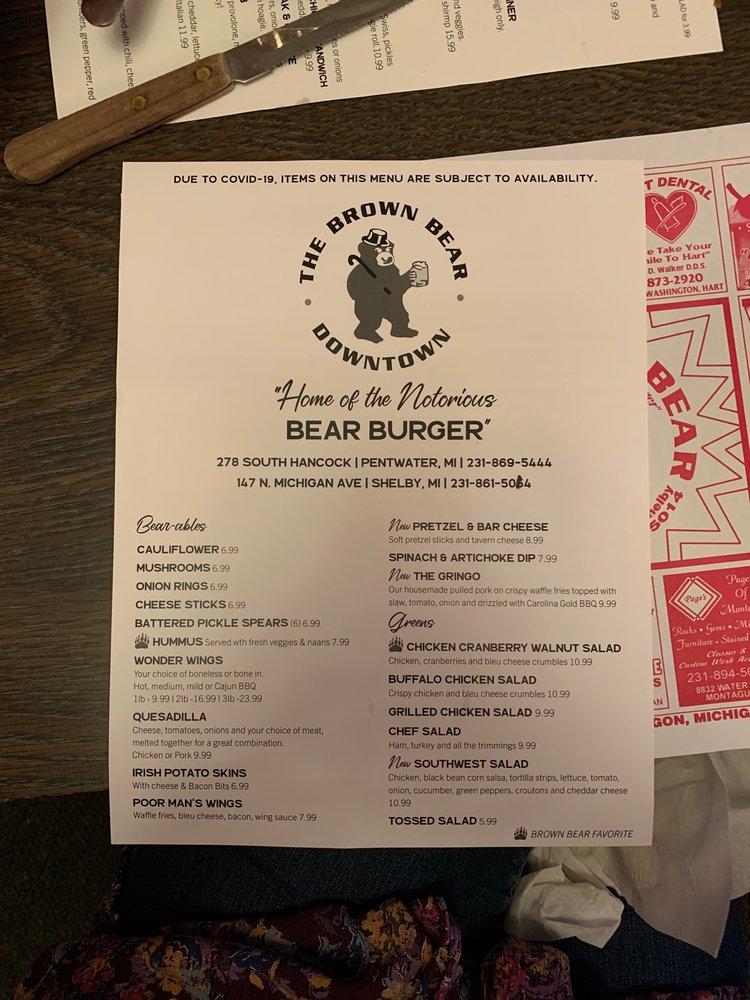 Menu at Brown Bear pub & bar, Shelby