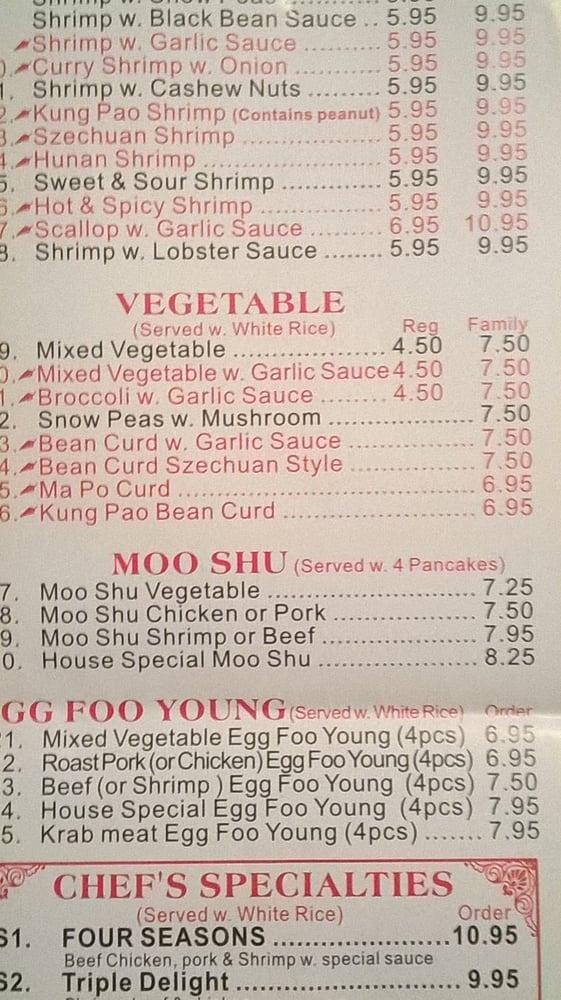 Menu at China Moon restaurant, Palm Bay