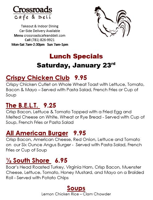 Menu at Crossroads Cafe & Deli, Hanover