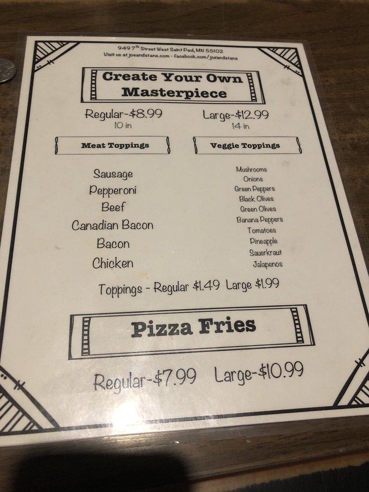 Menu at Joe & Stan's Pub & Grill, Saint Paul