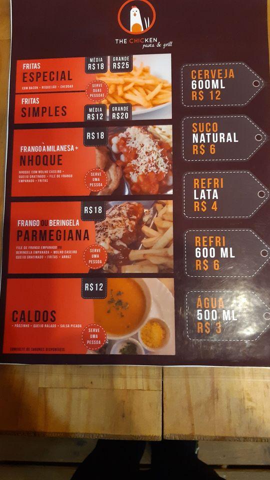 Menu at The Chicken restaurant, Florianópolis