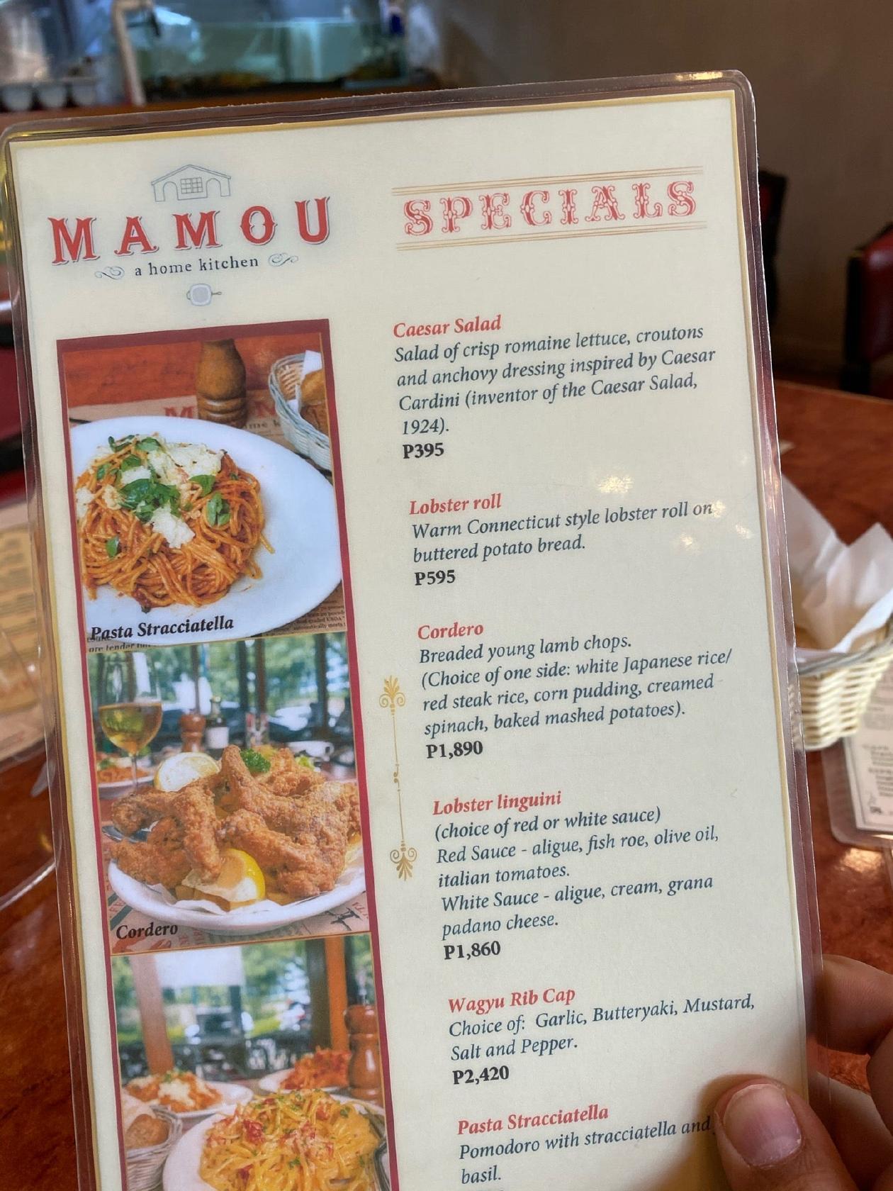 Menu at Mamou - A Home Kitchen steakhouse, Taguig, Mcarthur Avenue ...