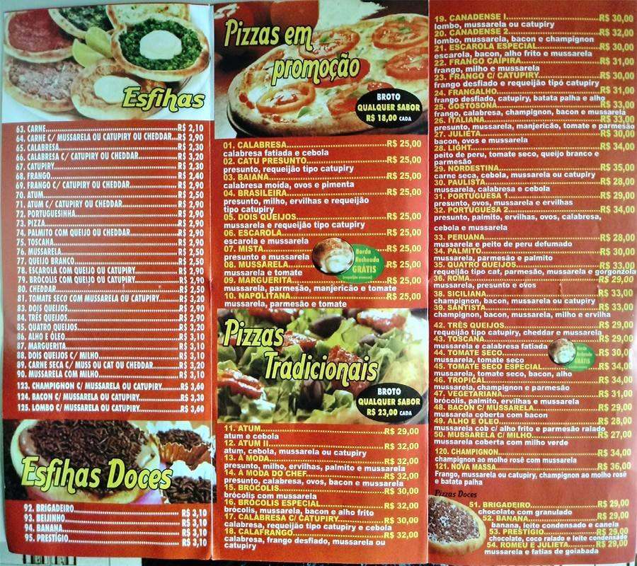 Menu em Nova Massa pizzaria, Santos