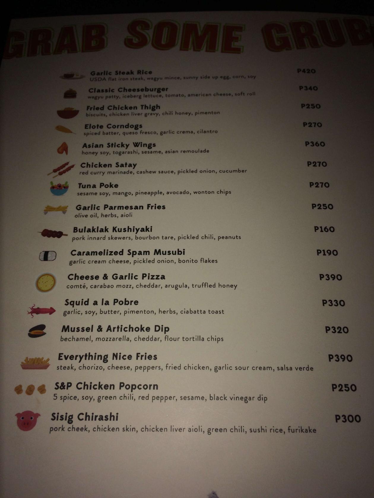 Menu at Yes Please at The Palace pub & bar, Taguig, 38th St. Uptown
