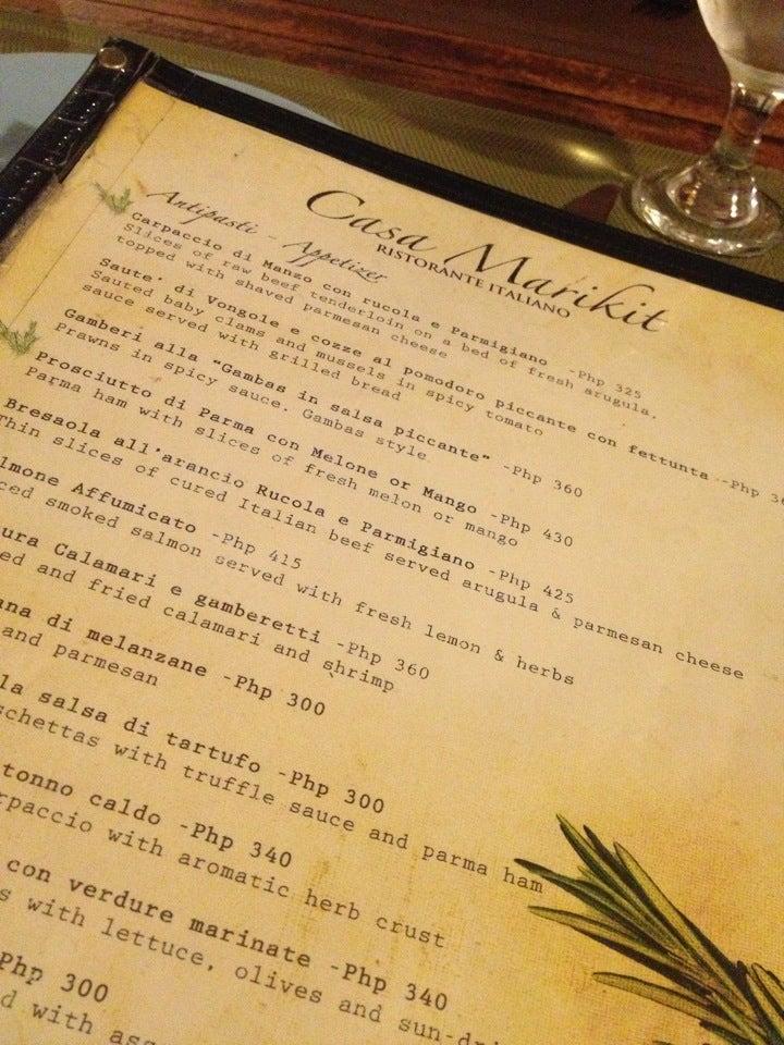 Menu at Casa Marikit restaurant, Lipa, W4VC+89X
