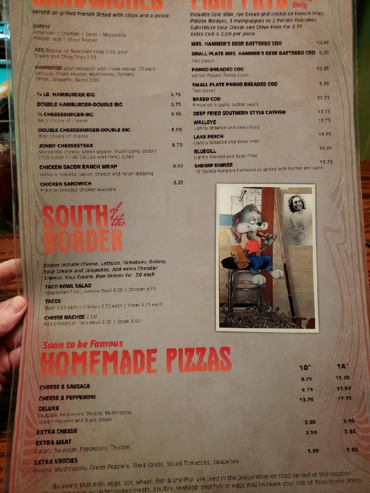 Menu at Jonny Hammers pub & bar, Milwaukee