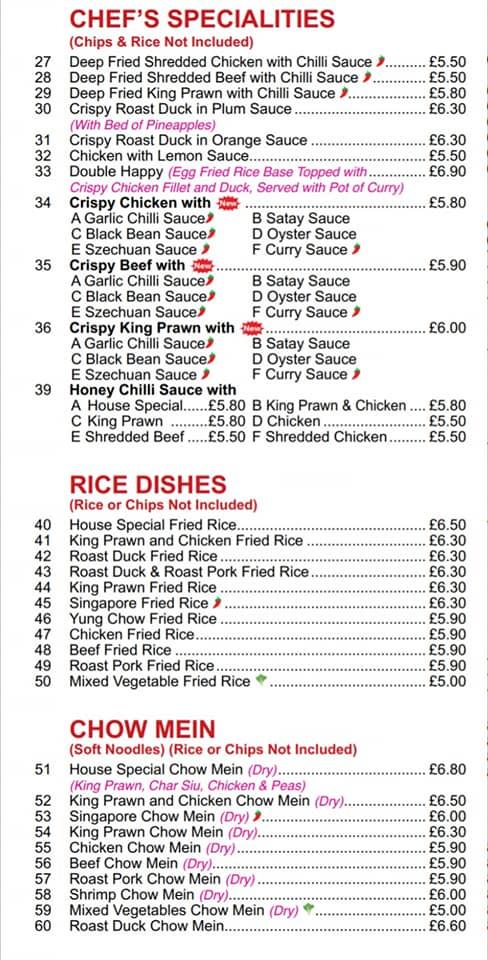 Menu at Royal Chef fast food, Morpeth