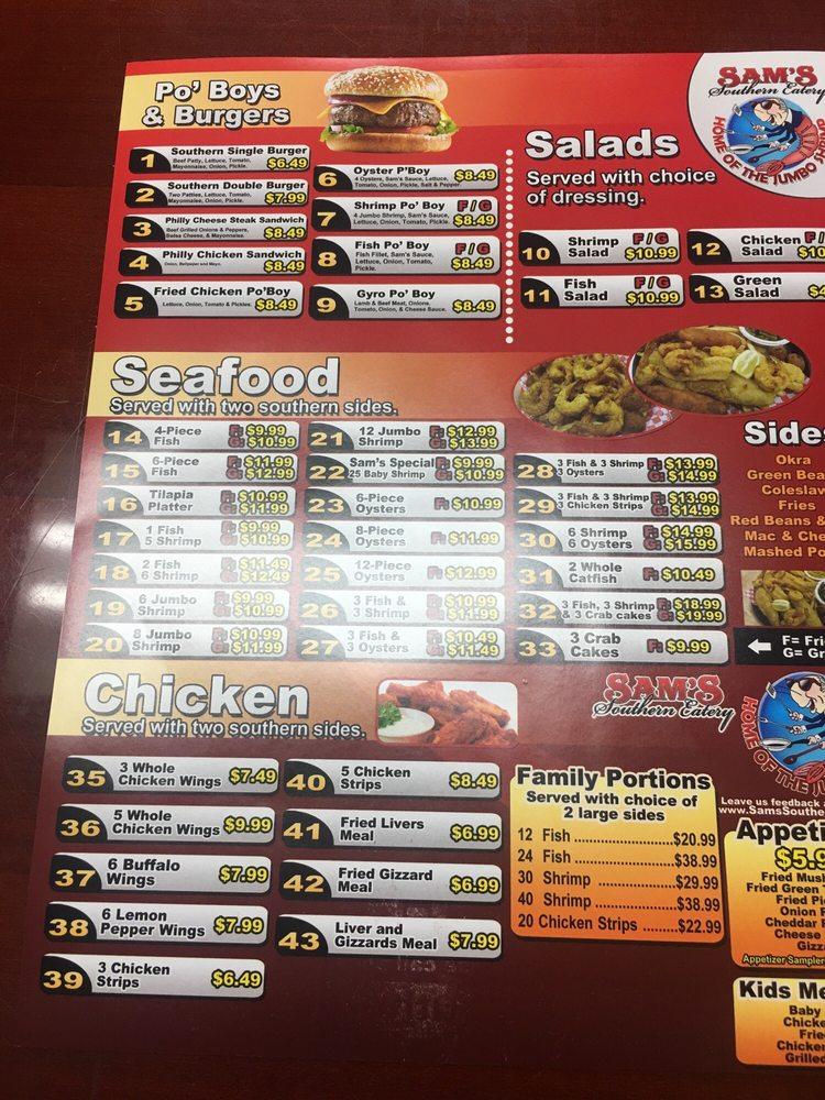 Carta del restaurante Sam's Southern Eatery, Abilene