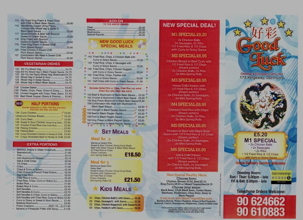Menu at Good Luck Chinese fast food, Belfast