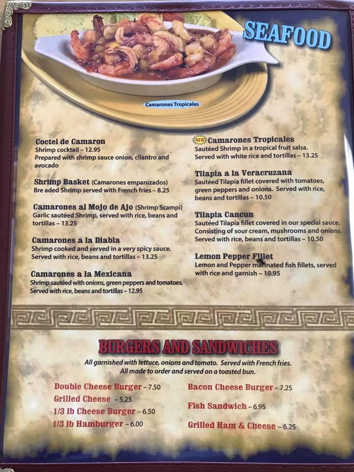 Menu at Mexico Chiquito restaurant, Lowell