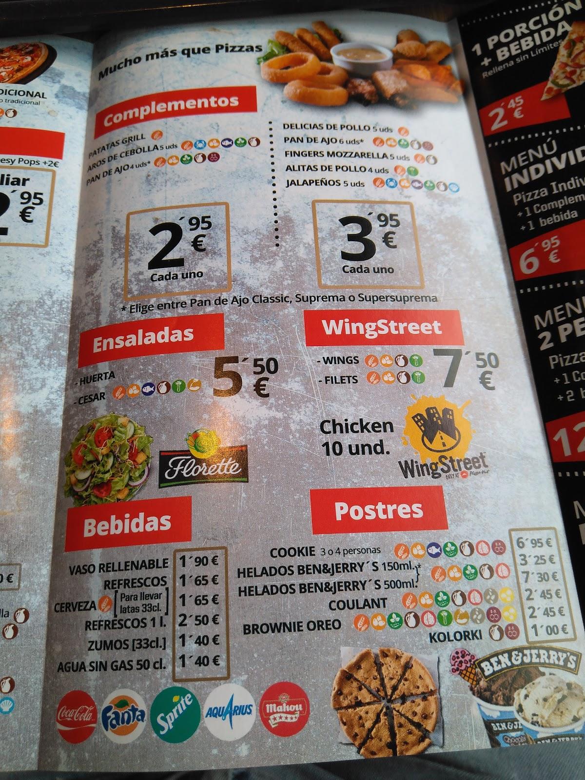 Menu at Antiguo Pizza Hut Albert Einstein restaurant, Granada
