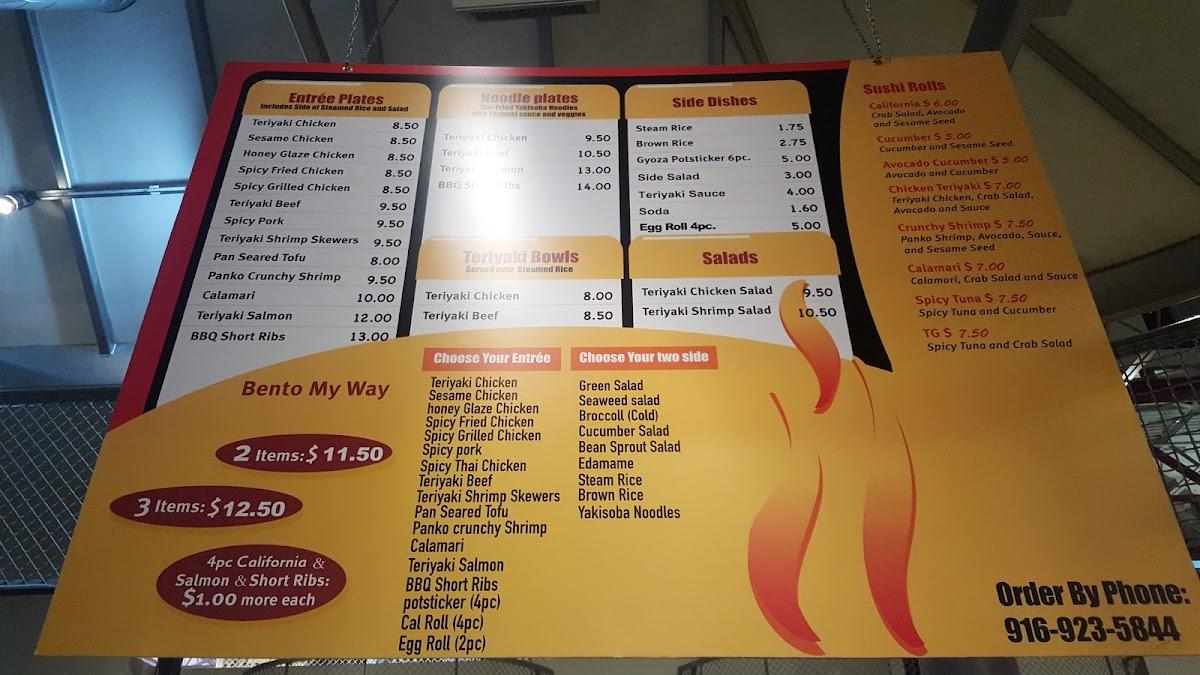 Menu at Teriyaki Grill restaurant, Sacramento