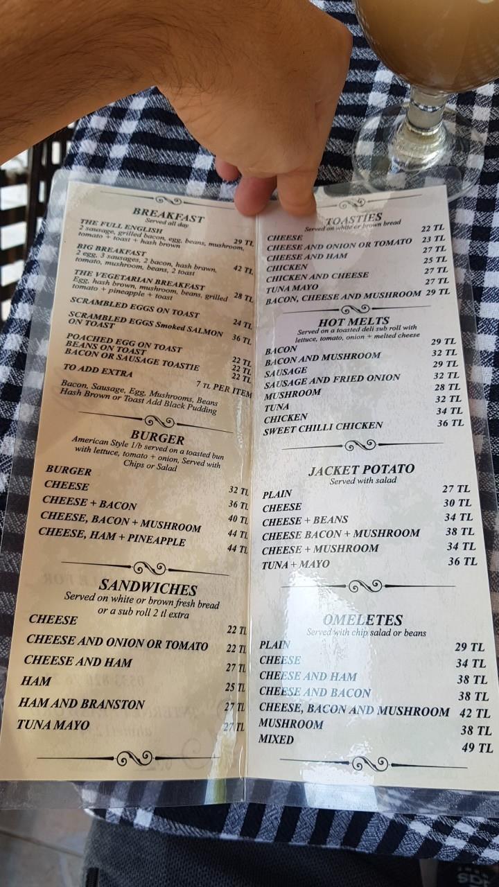 Menu at The Deli Cafe, Cyprus