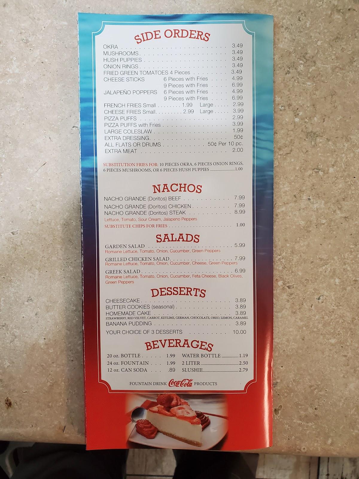 Menu at red snapper fish & chicken restaurant, Hapeville