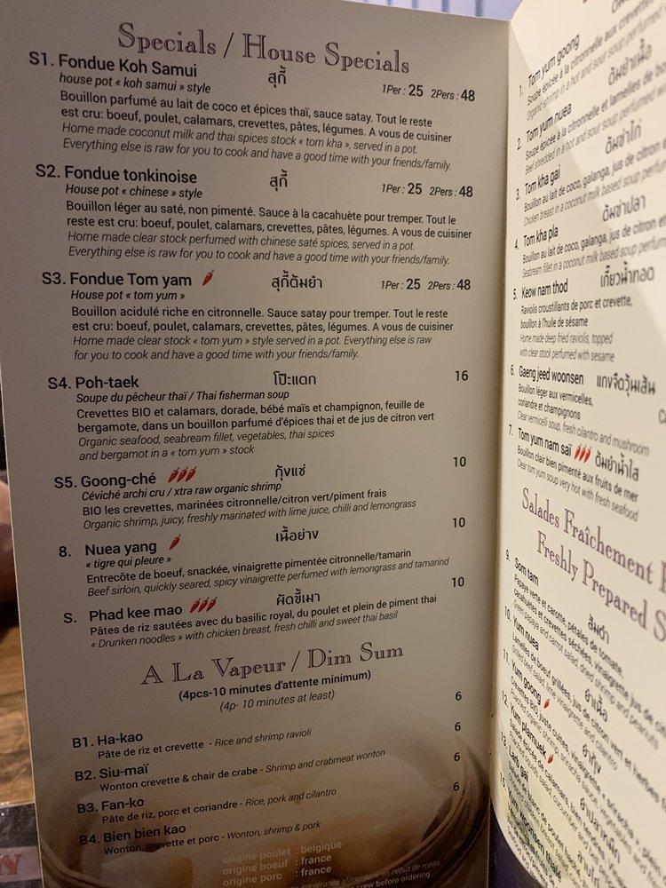 Menu at Bien Bien restaurant, Paris, 30 Bis Rue Bergère
