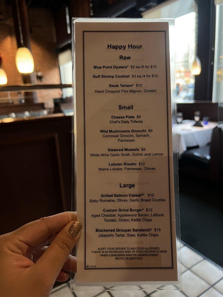 Menu at Blue Point Grille restaurant, Cleveland