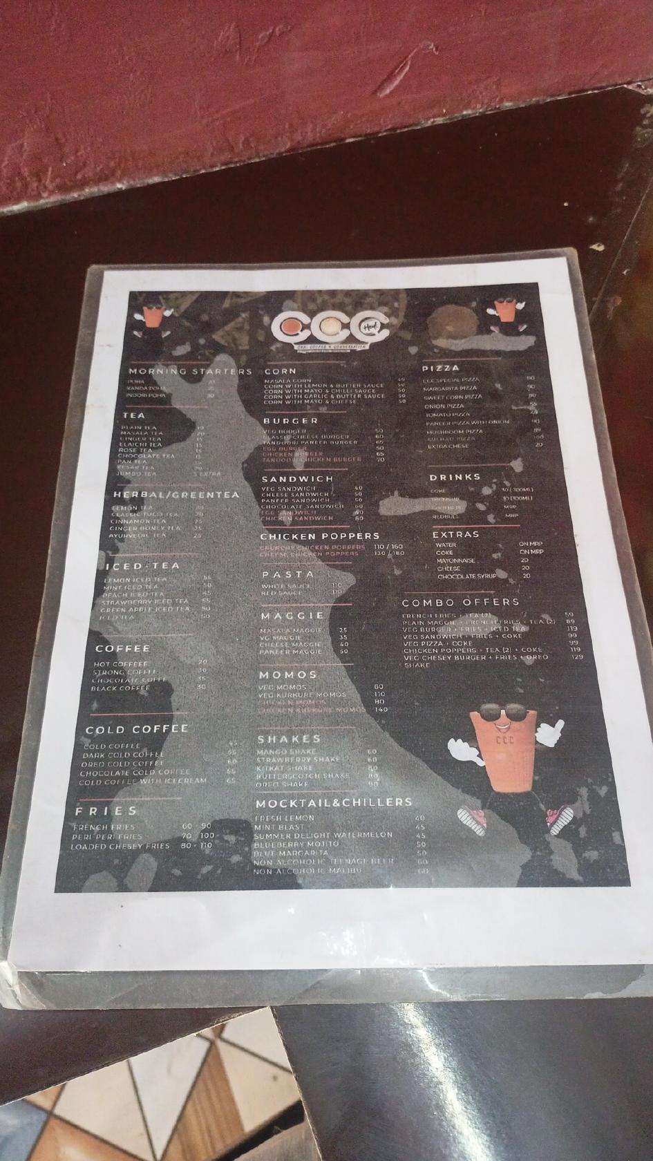 Menu at CCC Cafe, Arrah, Arrah