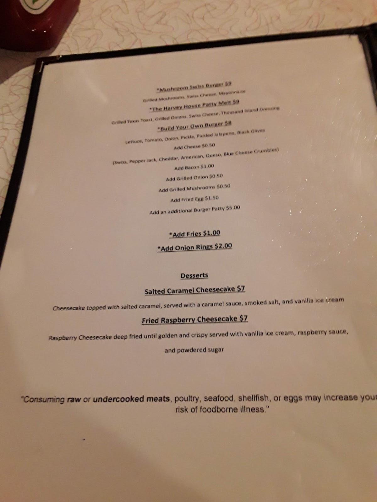 Menu at Constantine Harvey House restaurant, Constantine