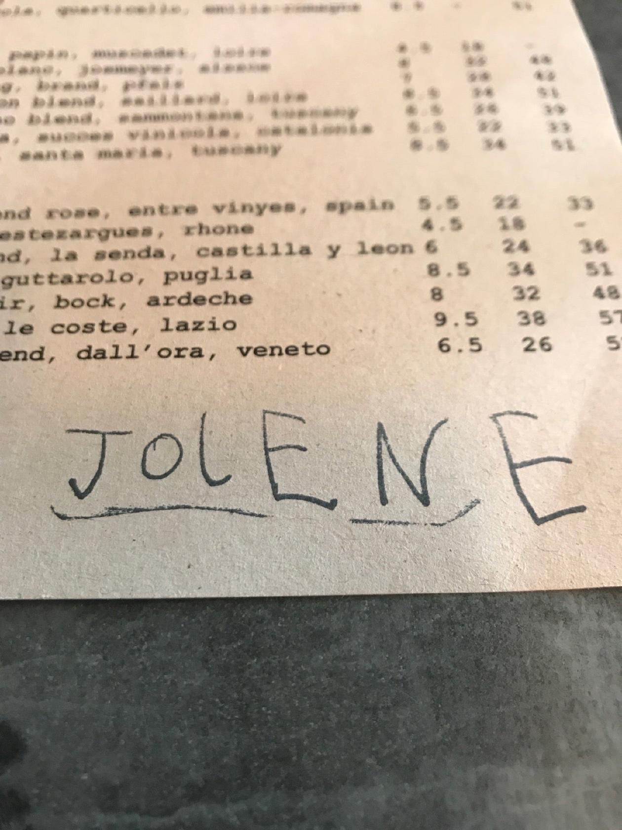 Menu at Jolene Bakery & Restaurant, London