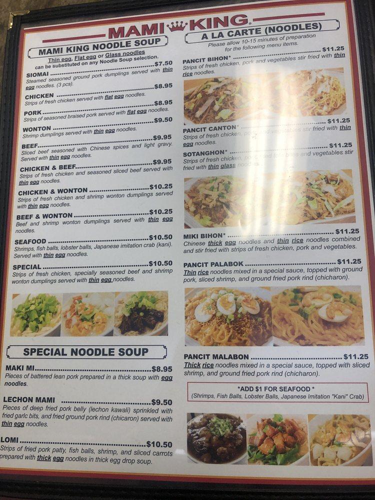 Menu at Mami King Restaurant, Los Angeles, Roscoe Blvd UNIT 1