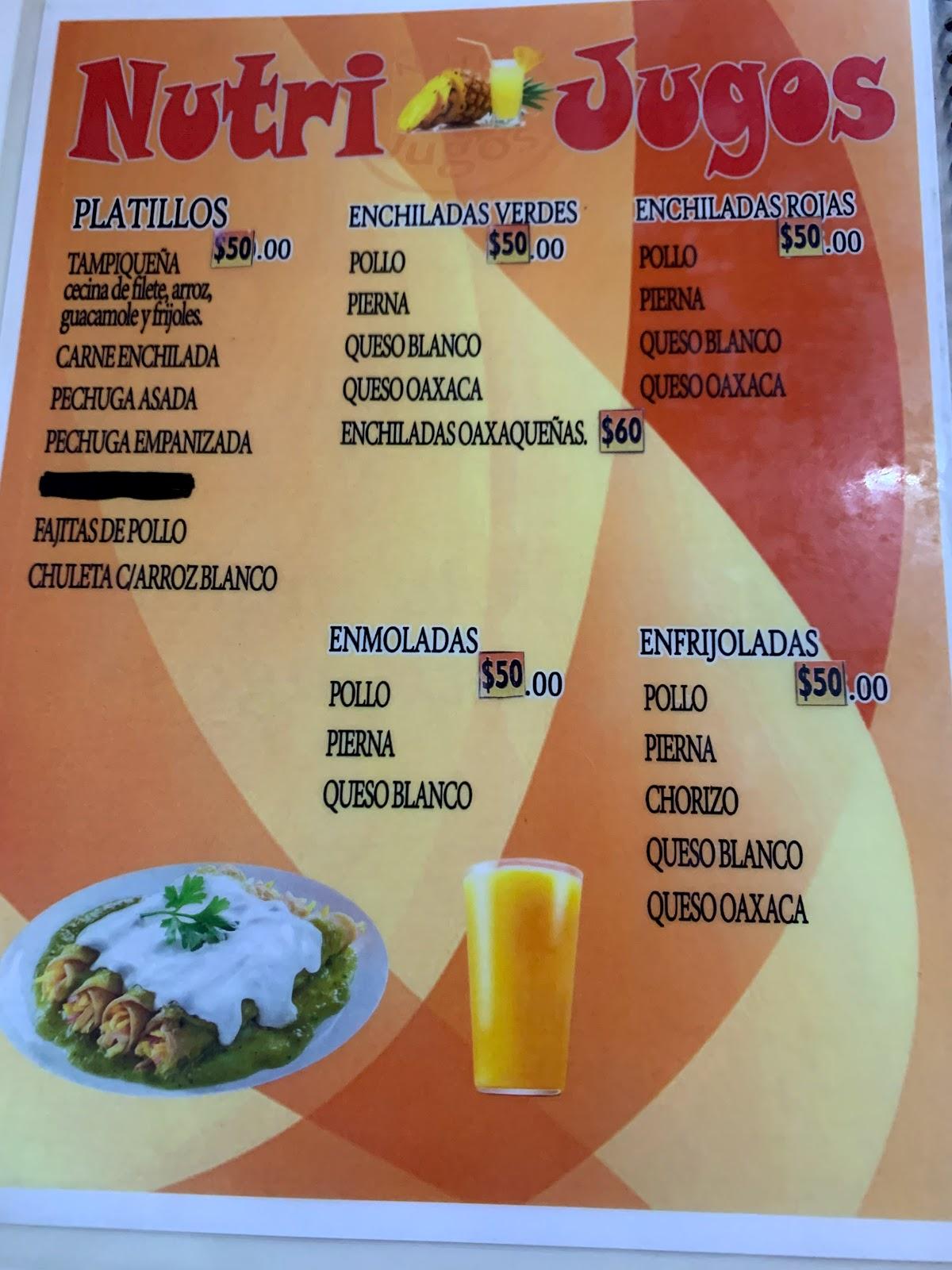 Carta del café Nutri Jugos, Iguala del la Independencia