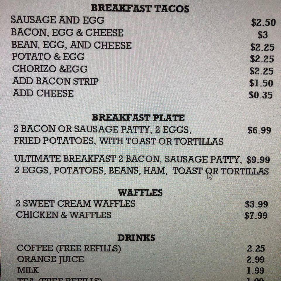 Menu at Uncle Tony's Cafe, Spring, 314 Sawdust Rd #108