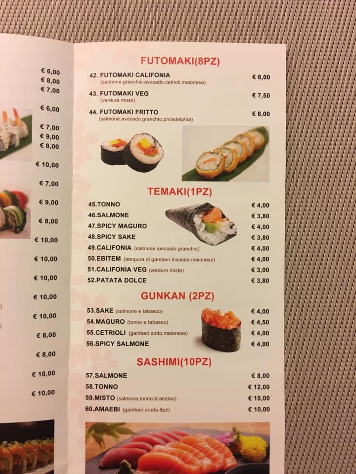 Menu at Asian Mix restaurant, Bergamo